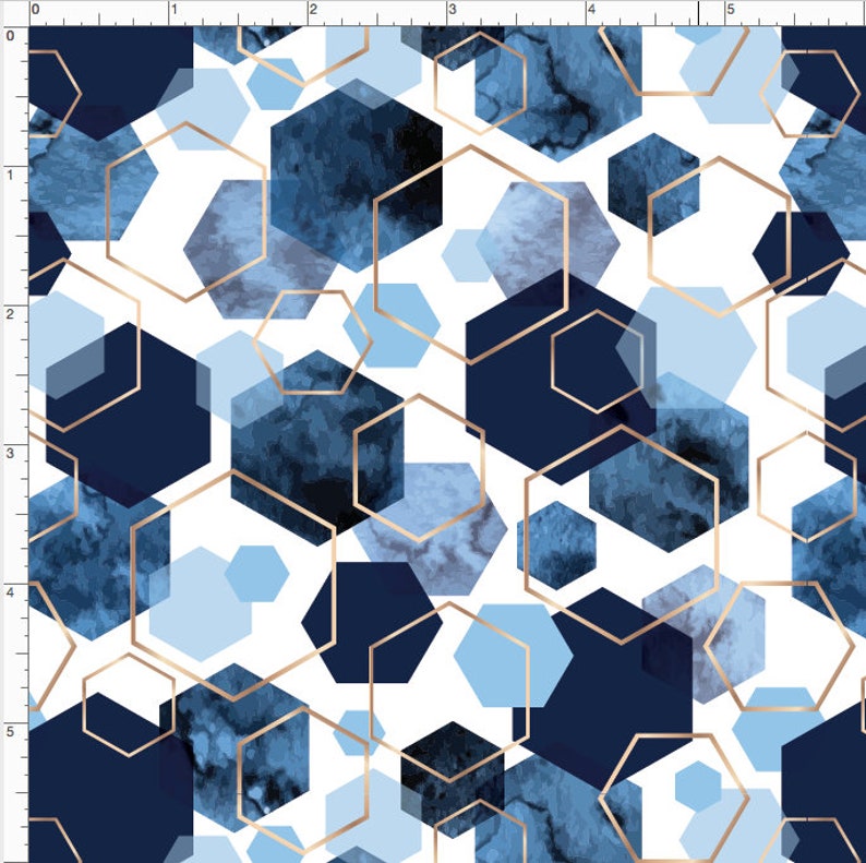 Modern Blue Hex Velvet Fabric - Etsy
