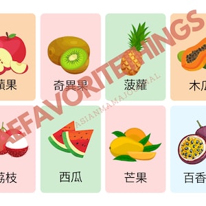 SIMPLIFIED MANDARIN Fruits Flash Cards Printable MANDARIN | Etsy