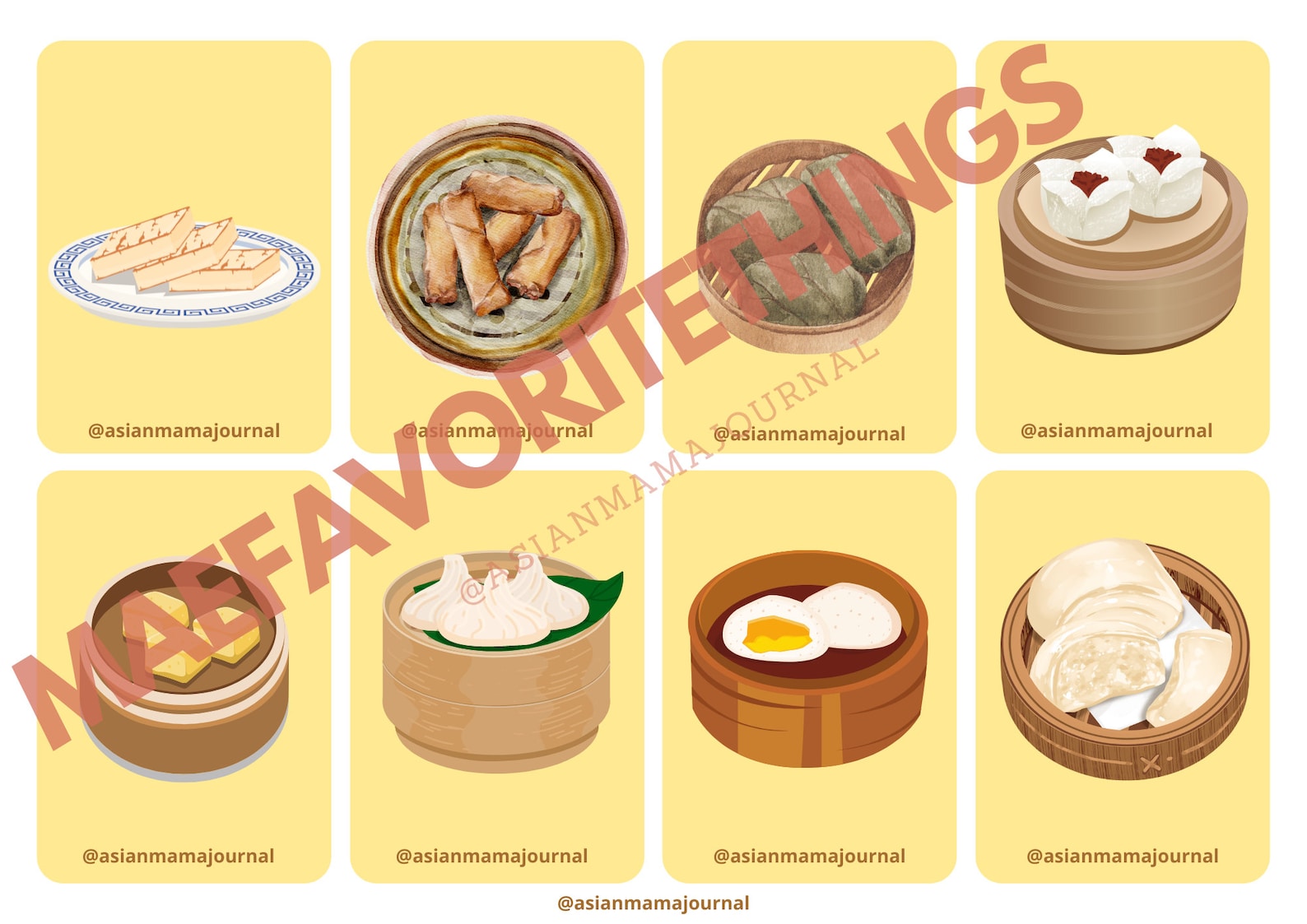 TRADITIONAL CANTONESE | Dim Sum Flash Cards | Card-sized Printable ...
