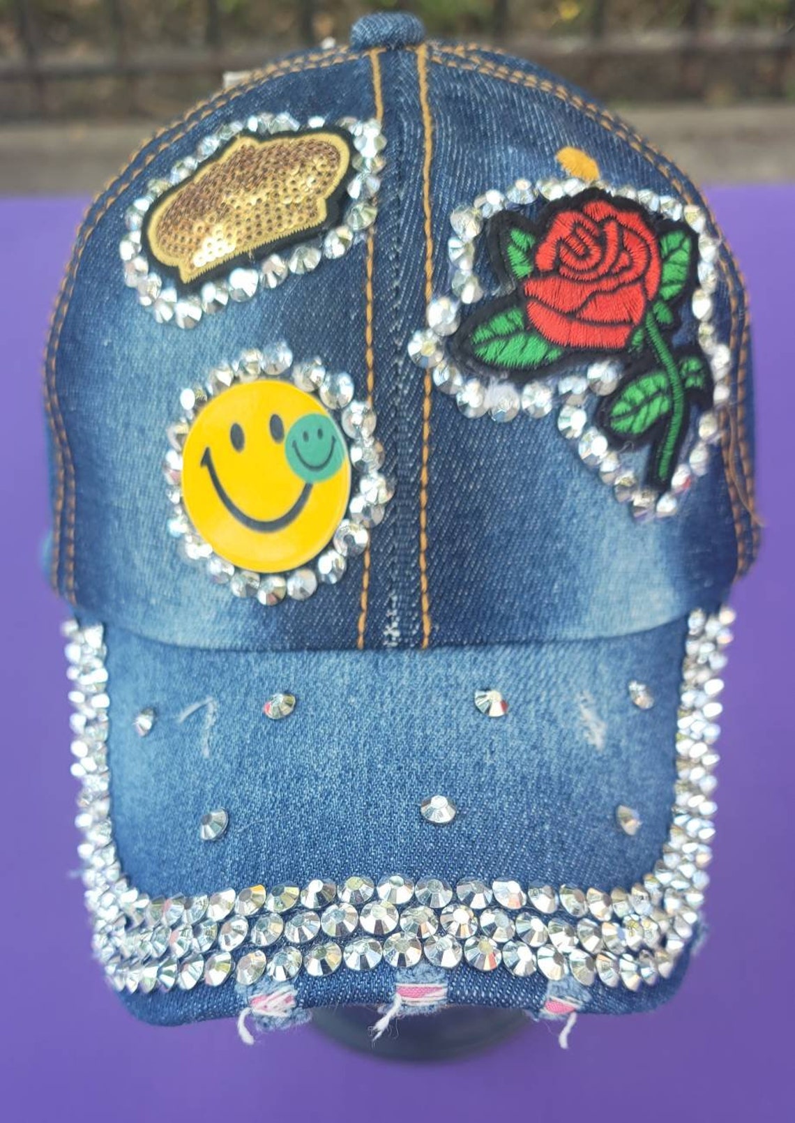 Rhinestone Bling Jeans Hats / Emoji Jeans Hats - Etsy