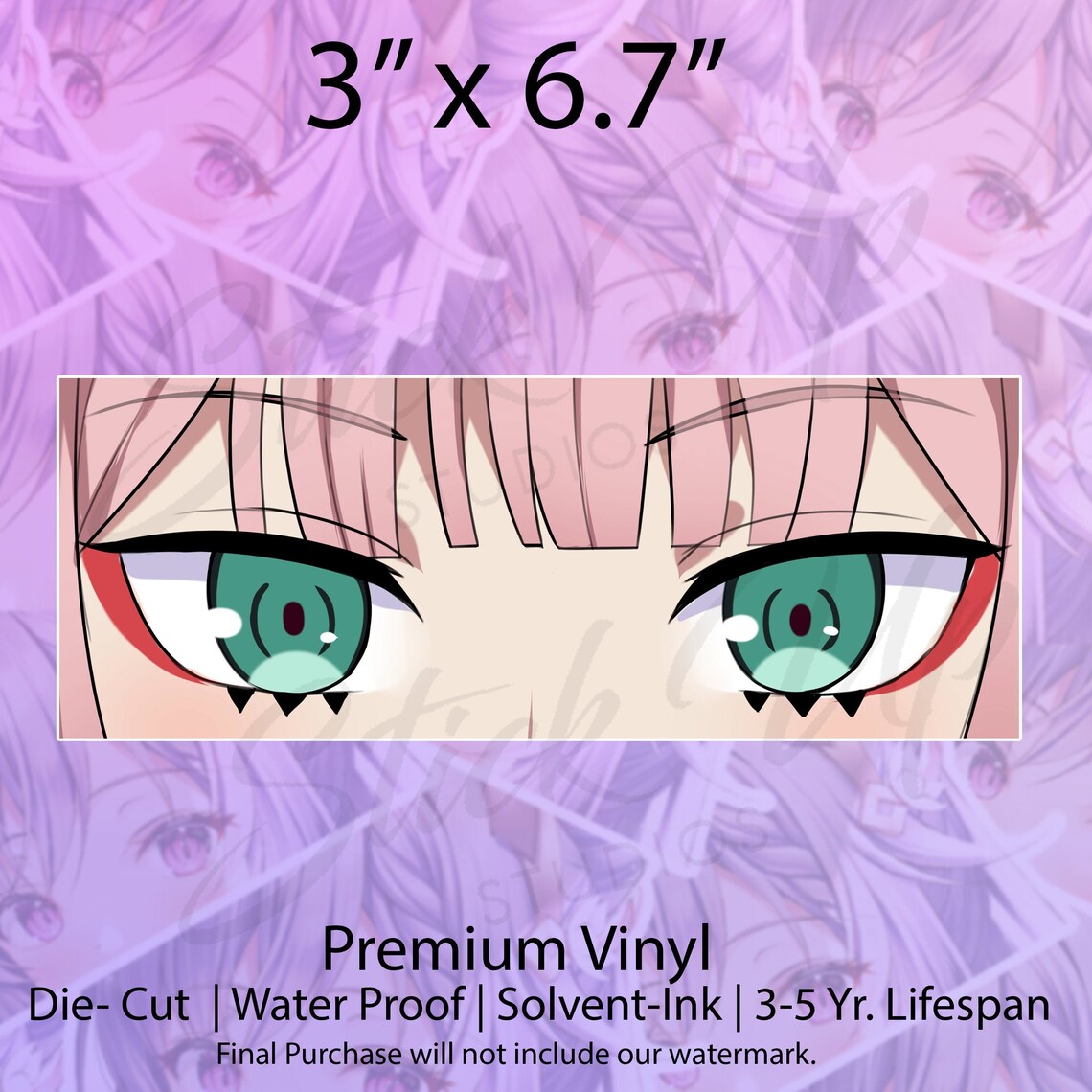 Zero Two Anime Eyes Vinyl Sticker Anime Kawaii Eyes Car | Etsy