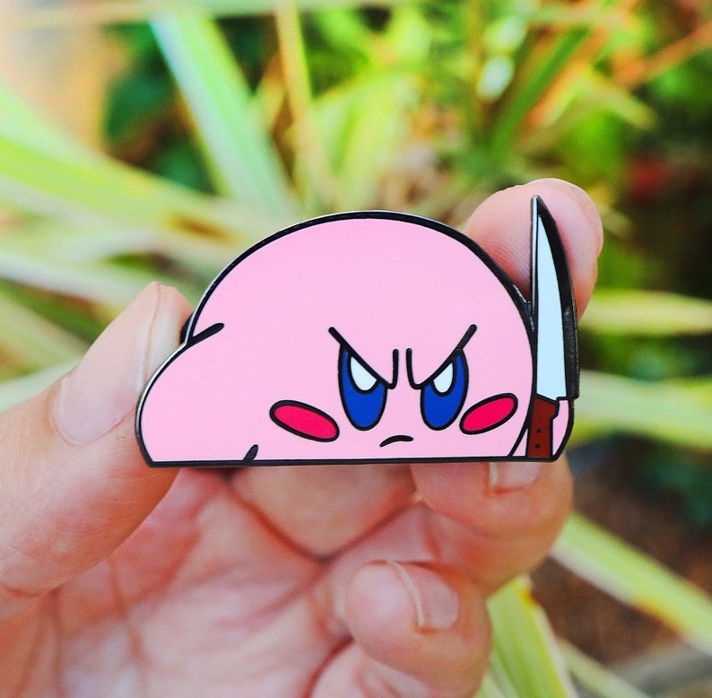 Kirby Angry Pin Kirby Angry Knife Peeker Hard Enamel Kirby - Etsy India