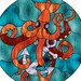 Squid and Anchor Navy Stained Glass Pattern Digital Download | Etsy