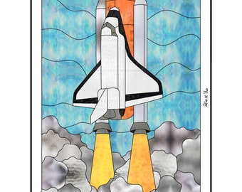 Astronaut in Space Stained Glass Pattern Digital Download | Etsy