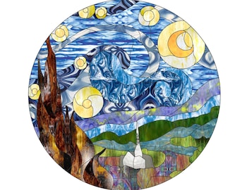 Cloudy Moon Sky Pattern Stained Glass PDF Digital (Instant Download) - Etsy