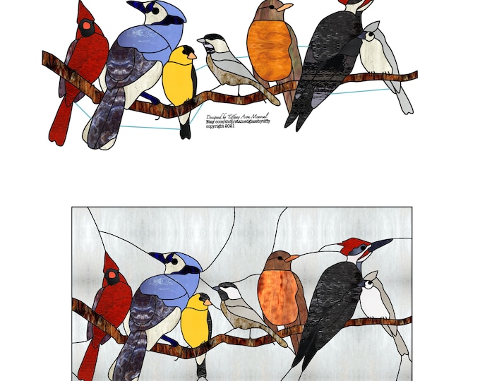 Birds on a Branch Stained Glass Pattern Digital Download Bird - Etsy