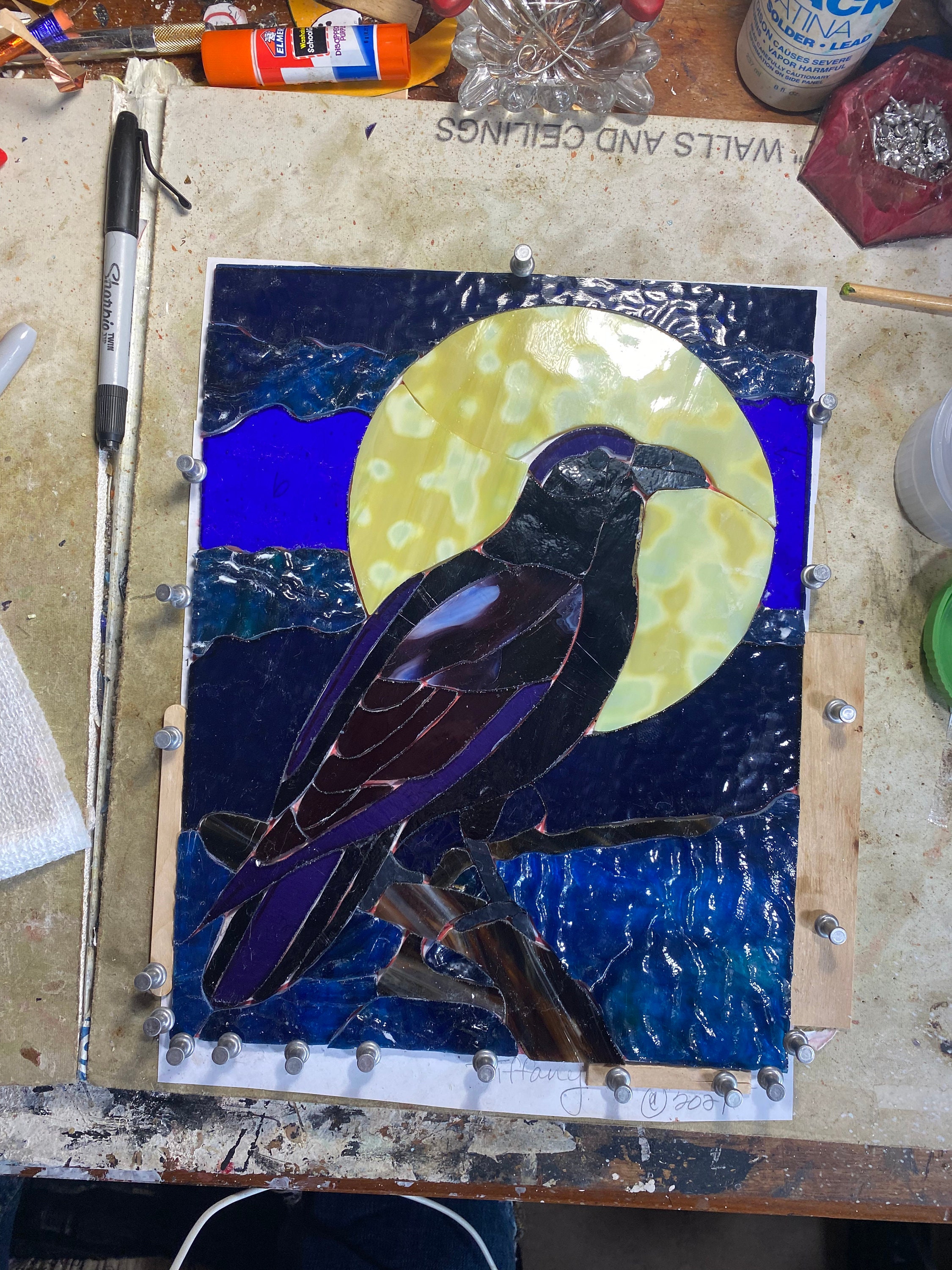 Raven Stained Glass Pattern Digital Download | Etsy