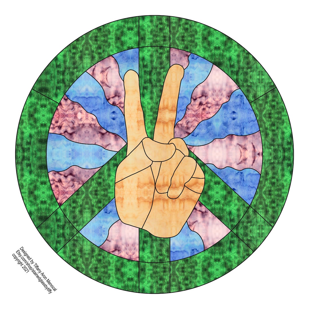 Peace Sign Tie Dye Stained Glass Pattern Digital Download - Etsy