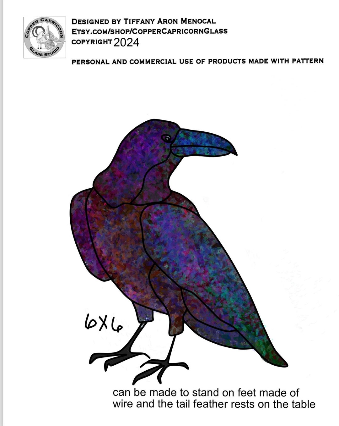 Raven • Crow Standing • Stained Glass Pattern • Digital Download - Etsy