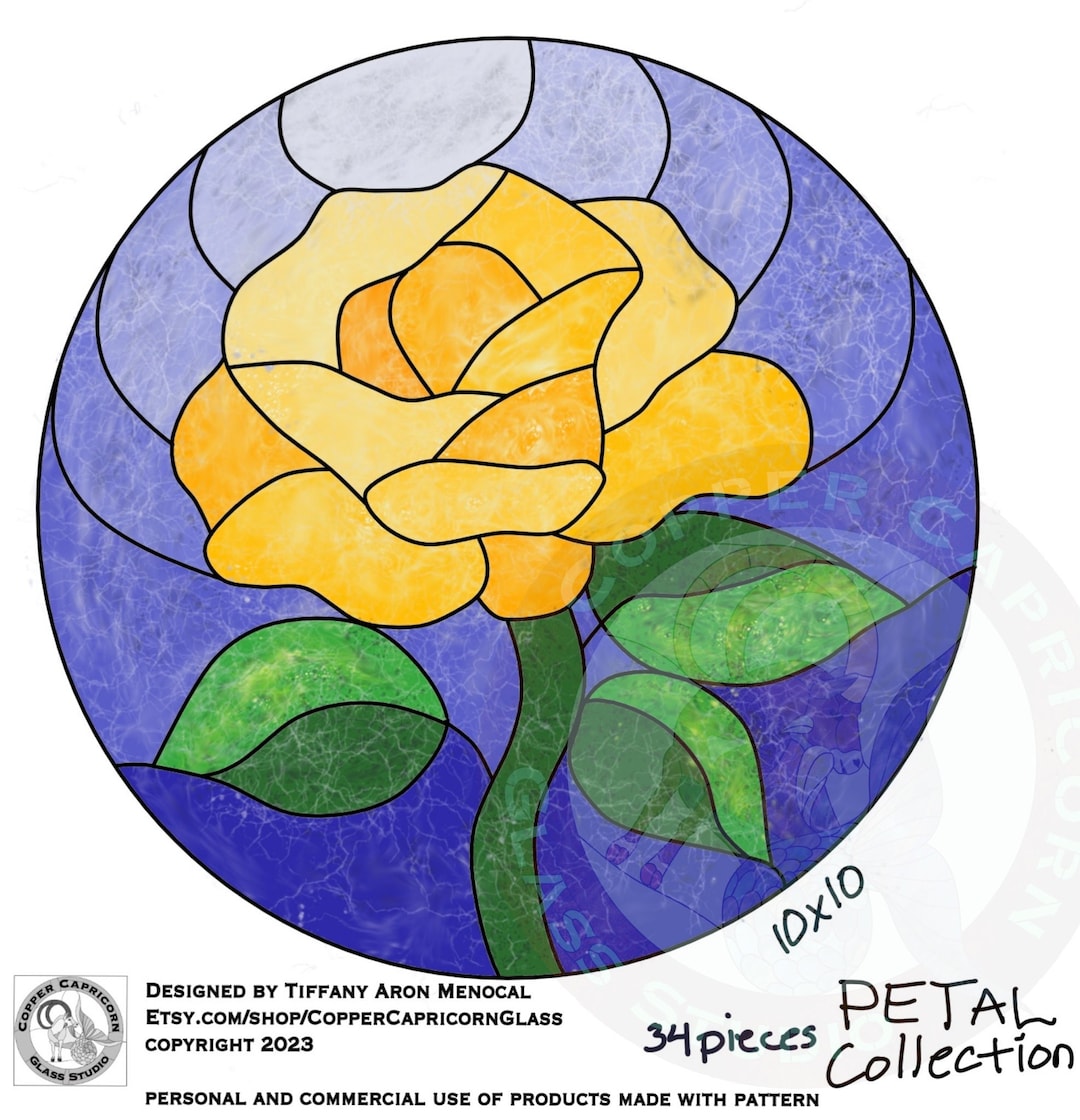 ROSE • Rose Stem Flower • Stained Glass Pattern • Digital Download - Etsy