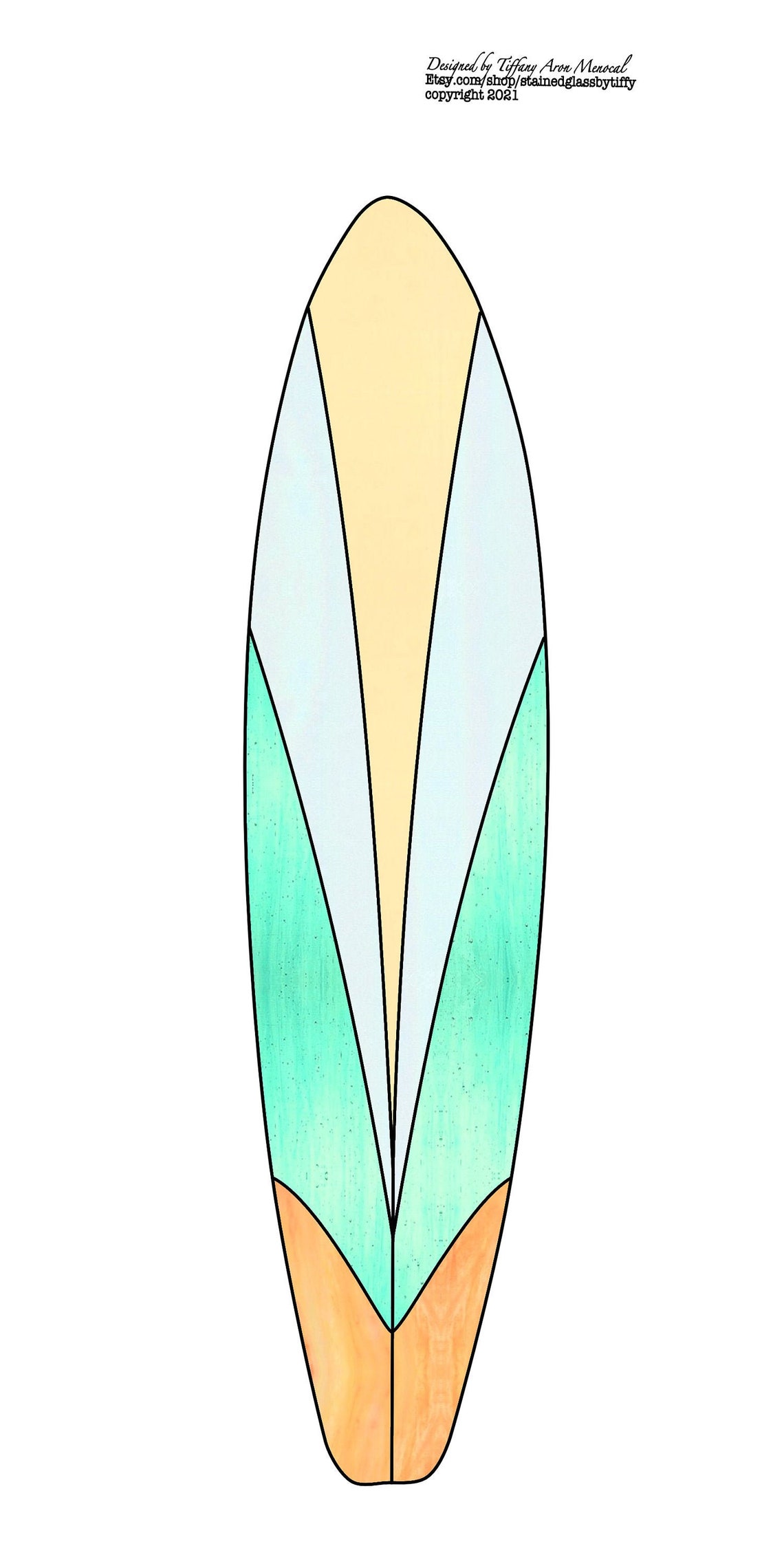 Surf Board Stained Glass Pattern Digital Download - Etsy