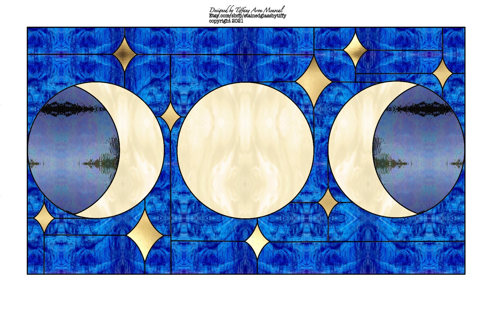 Moon Phase Stained Glass Pattern Digital Download Etsy