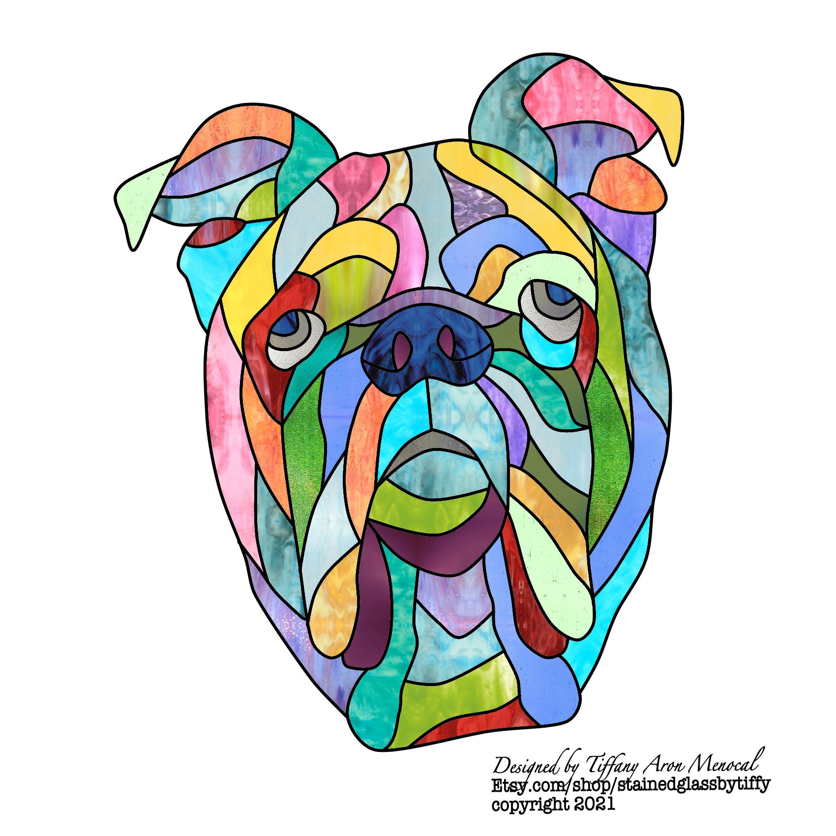 Bulldog Stained Glass Pattern Digital Download - Etsy