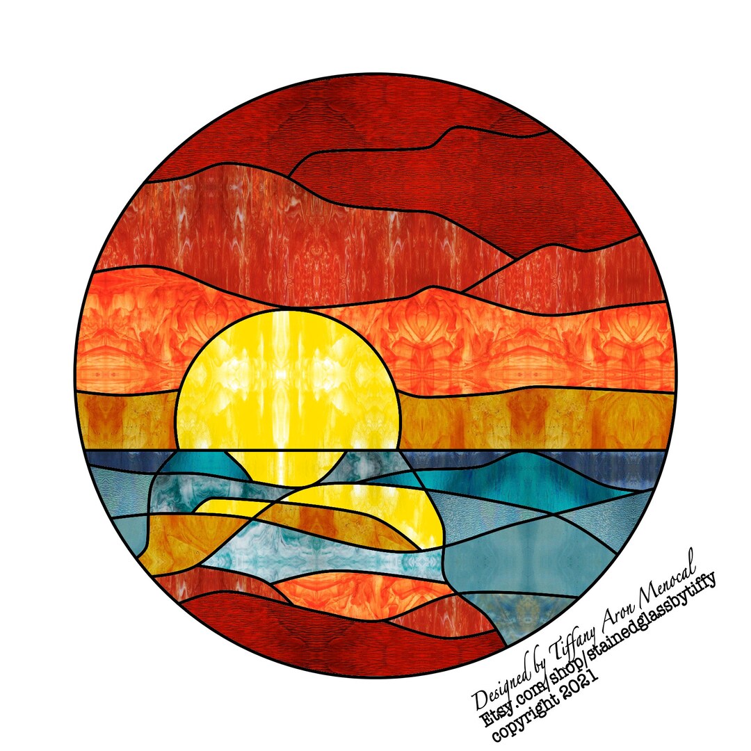 Sunset Stained Glass Pattern Digital Download - Etsy