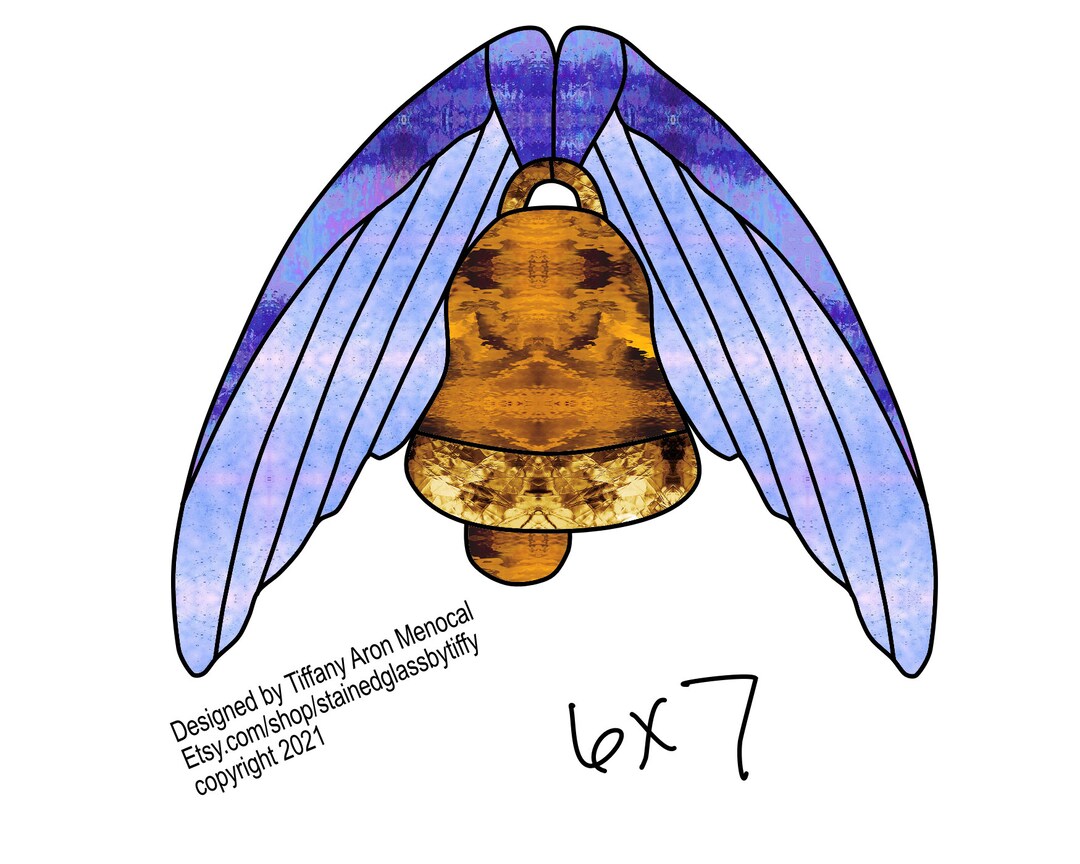 Bell Angel Wings Stained Glass Pattern Digital Download - Etsy