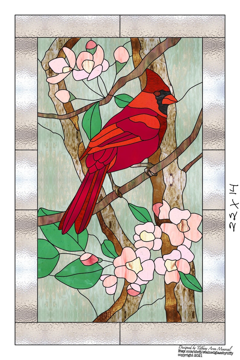 Cardinal Bird Stained Glass Pattern Digital Download - Etsy
