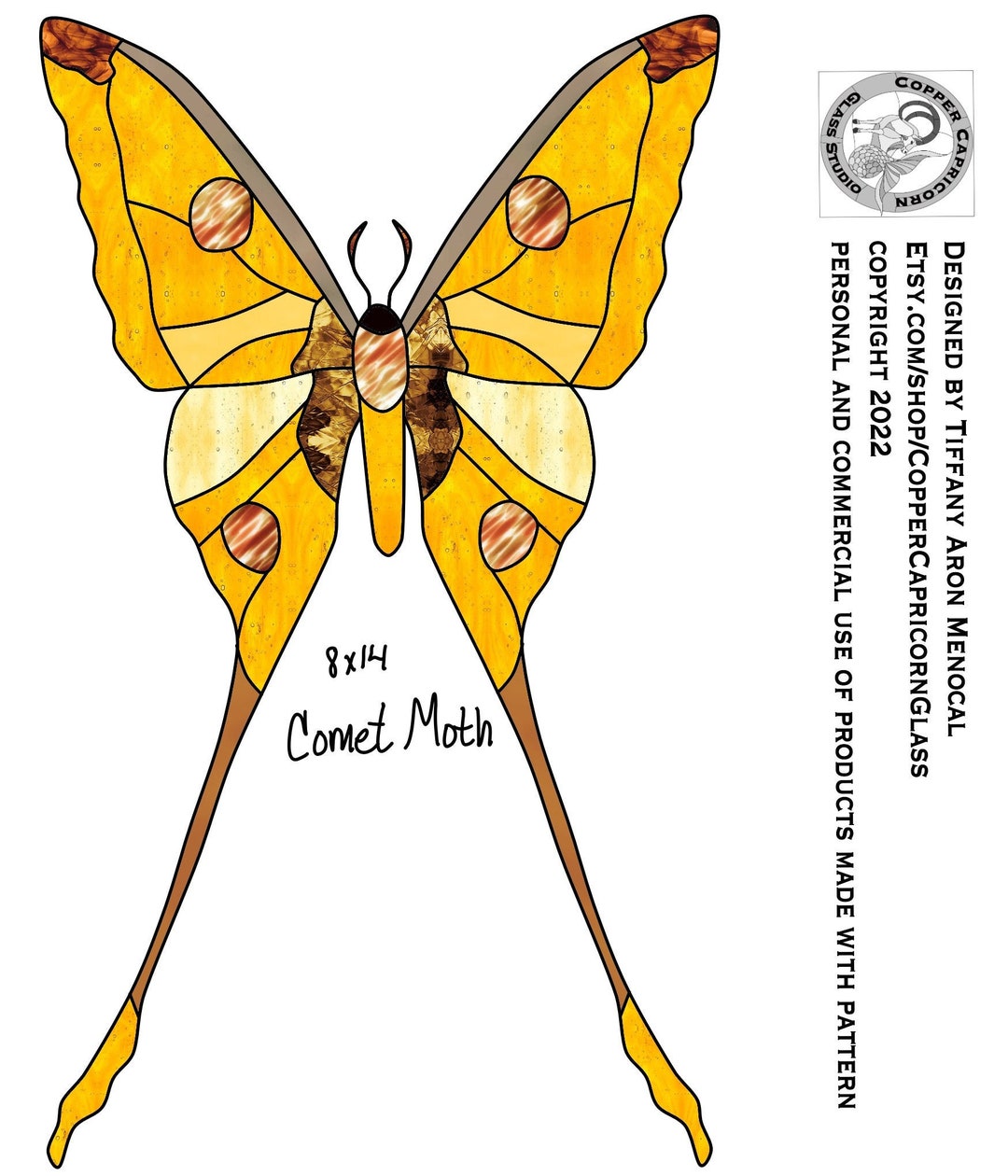 Comet Moth Moth Stained Glass Pattern Digital Download - Etsy