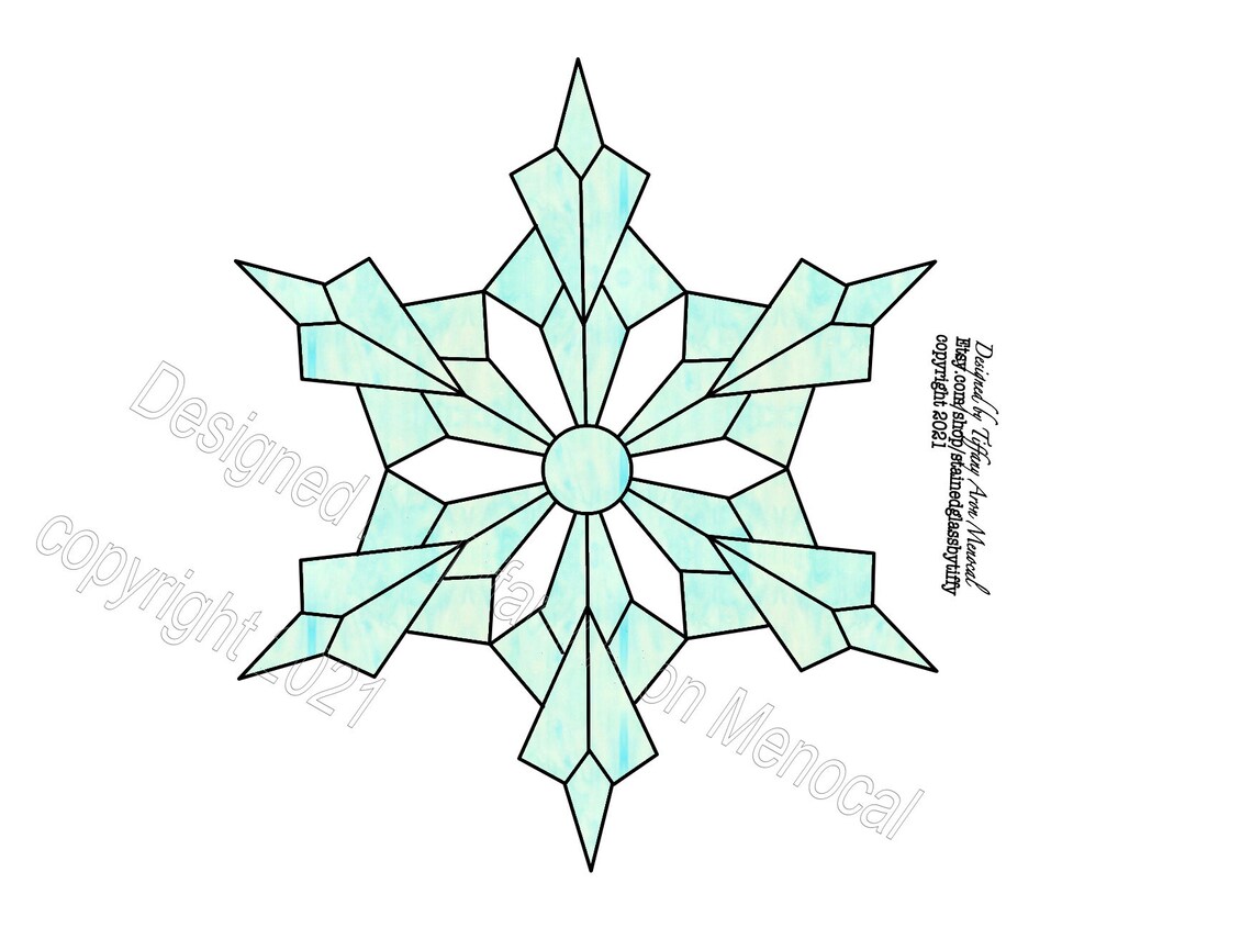 Snowflake 3 Pack Set 2 Stained Glass Pattern Digital Download, - Etsy