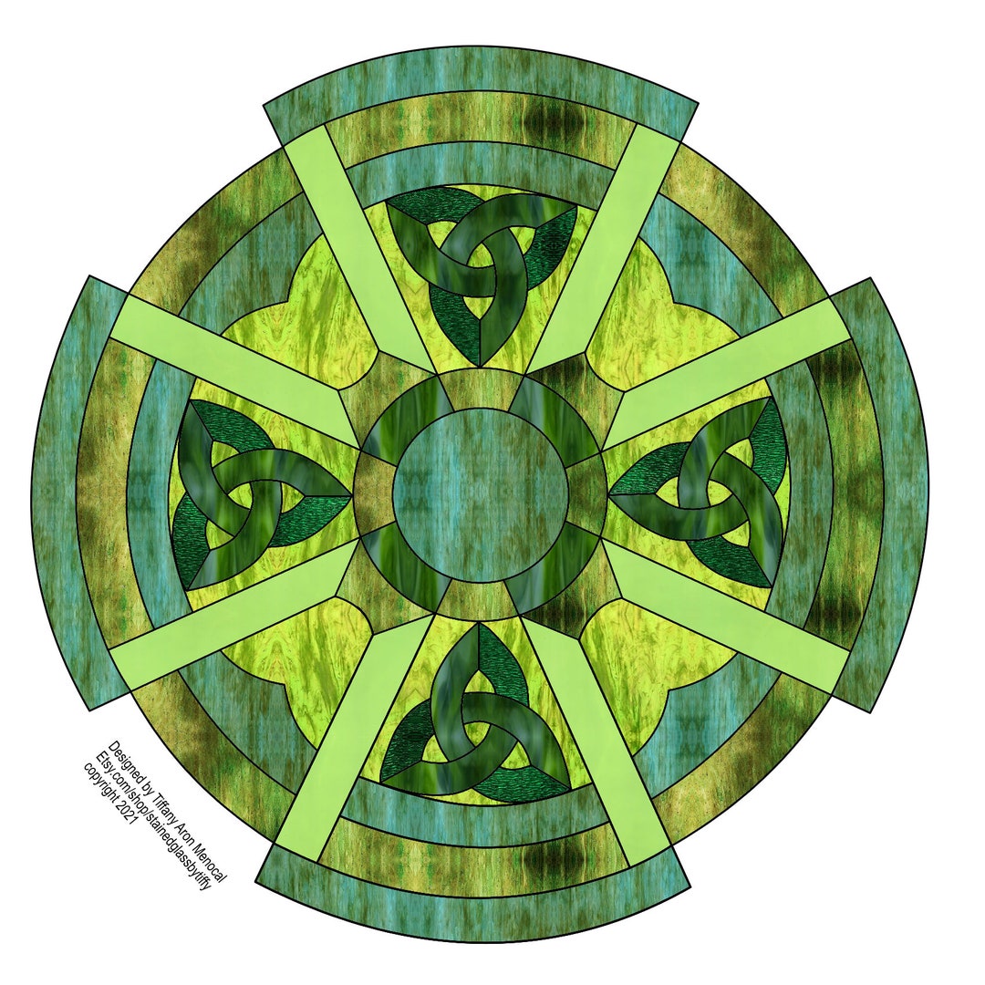 Celtic Cross Stained Glass Pattern Digital Download Etsy