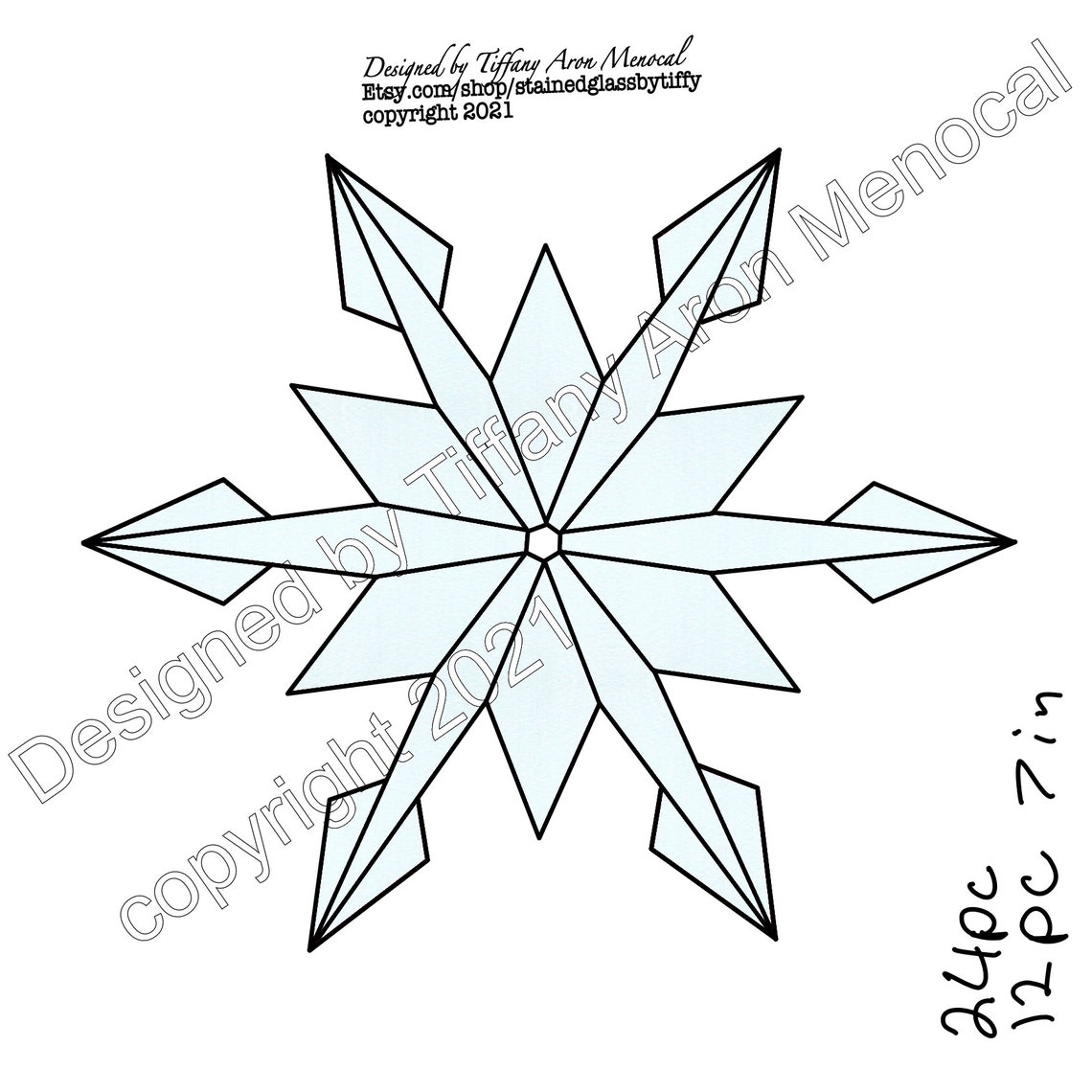 Snowflake 3 Pack Set 2 Stained Glass Pattern Digital Download, - Etsy