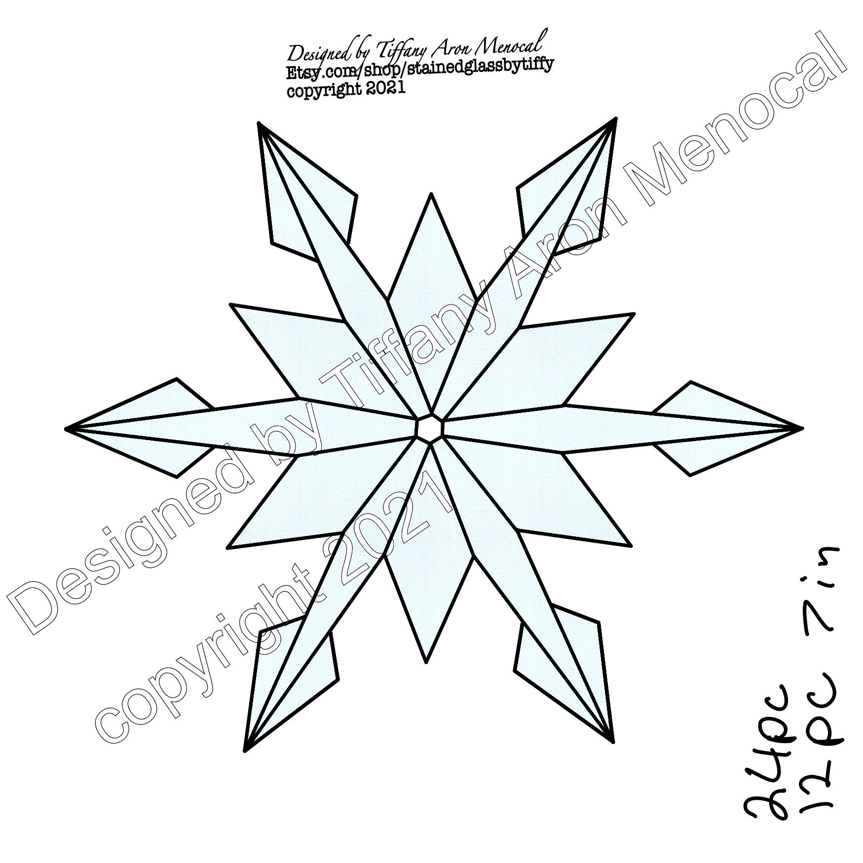 Snowflake 3 Pack Set 2 Stained Glass Pattern Digital Download, - Etsy