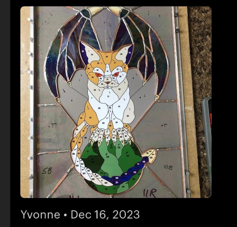 Gargoyle Cat Stained Glass Pattern Digital Download - Etsy