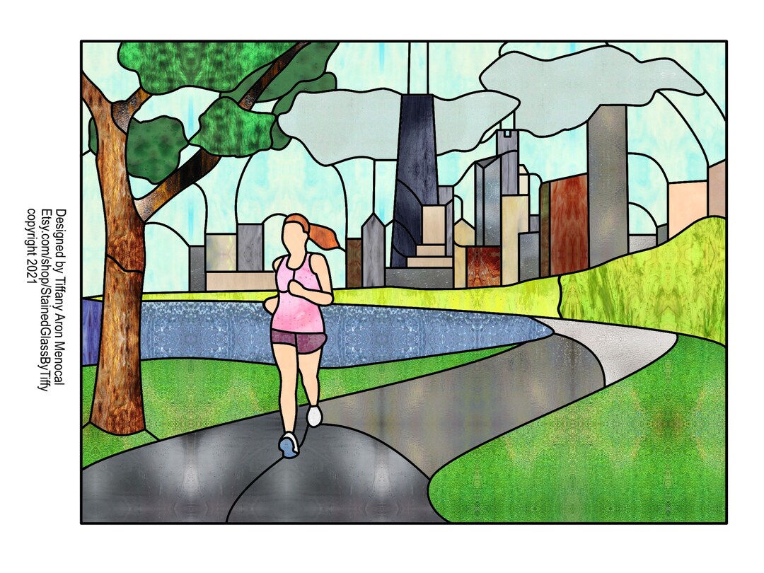 Chicago Skyline Stained Glass Pattern With Runner Digital Download - Etsy