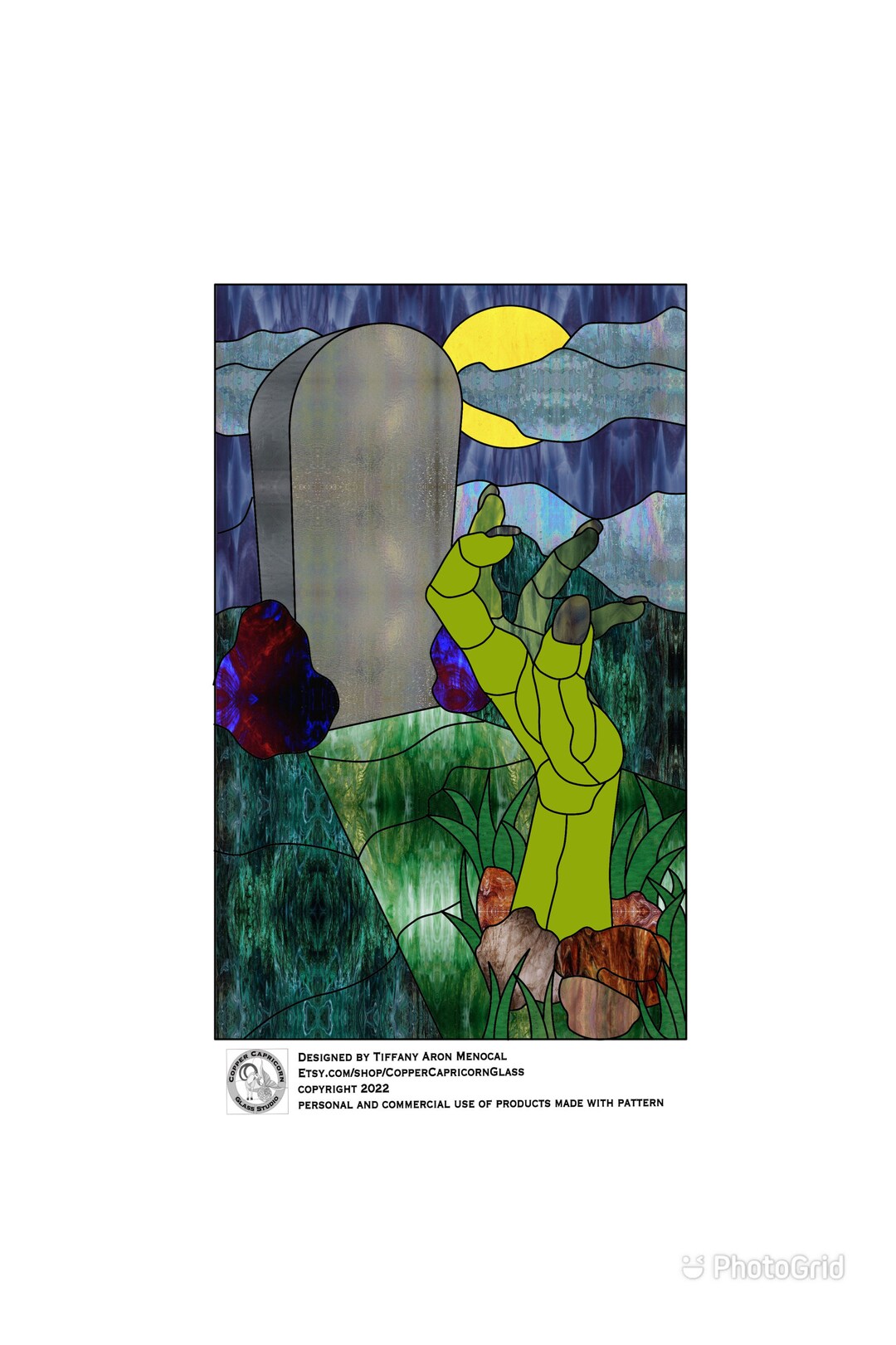 Zombie Hand Stained Glass Pattern Digital Download - Etsy