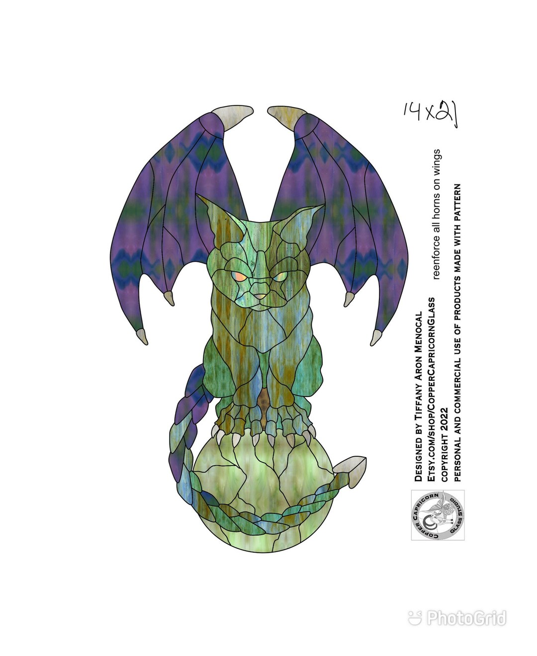 Gargoyle Cat Stained Glass Pattern Digital Download - Etsy