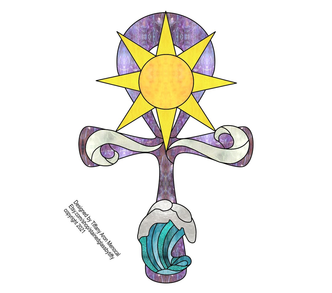 Ankh Sun Wind Water Stained Glass Pattern Digital Download - Etsy