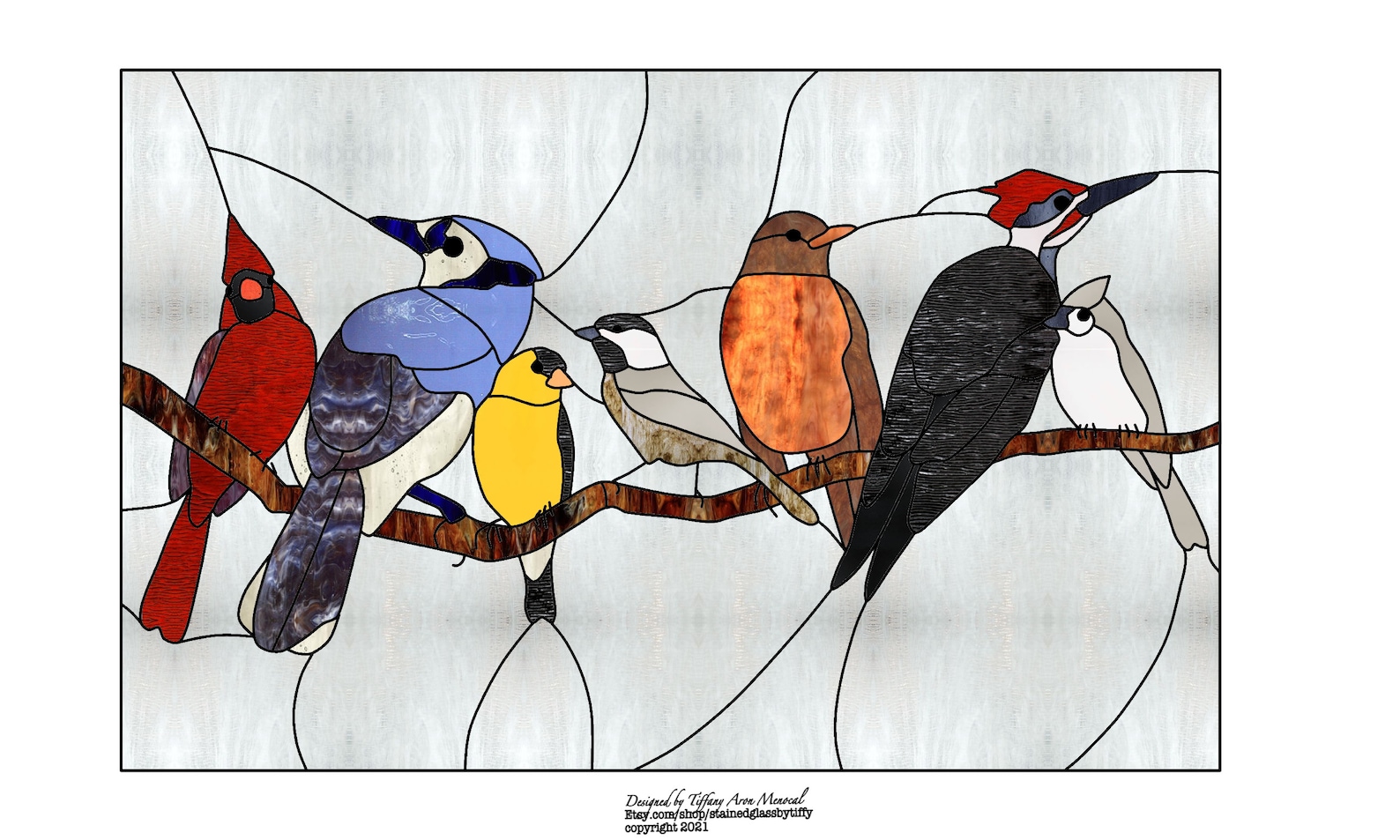 Birds on a Branch Stained Glass Pattern Digital Download Bird - Etsy