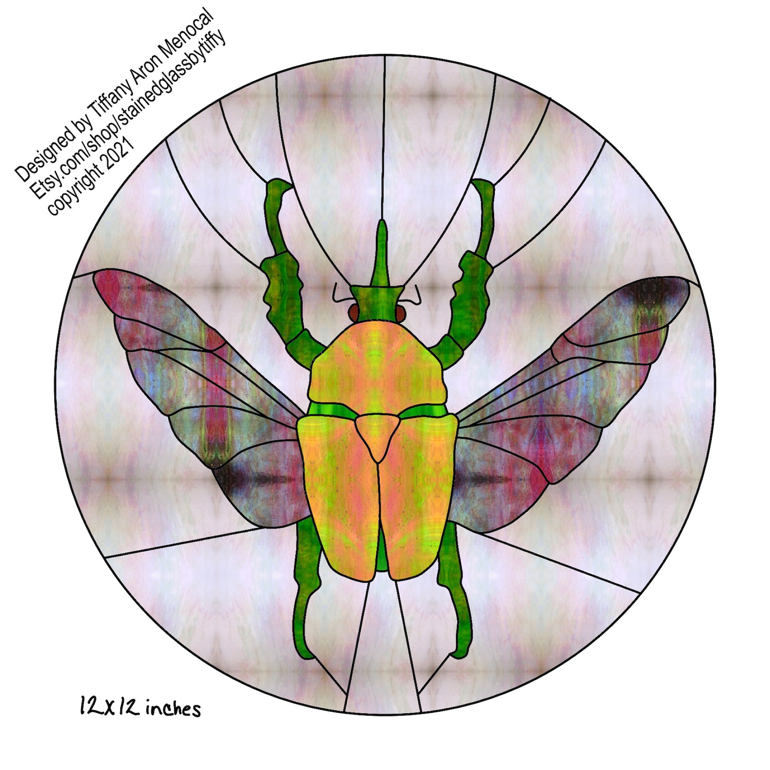 Beetle Stained Glass Pattern Digital Download - Etsy