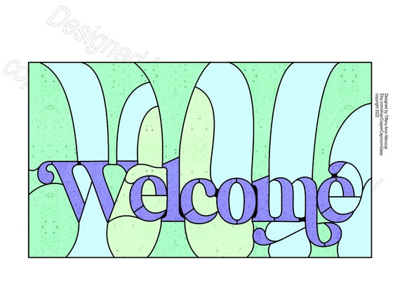 Welcome Sign Stained Glass Pattern Digital Download Retro | Etsy