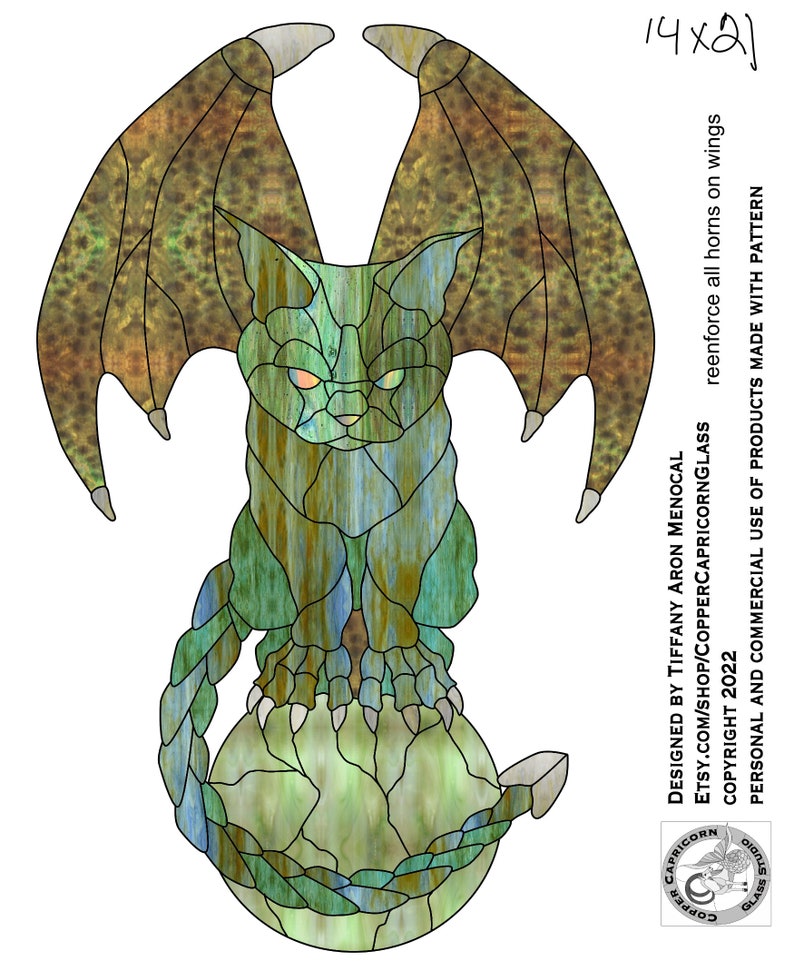 Gargoyle Cat Stained Glass Pattern Digital Download - Etsy