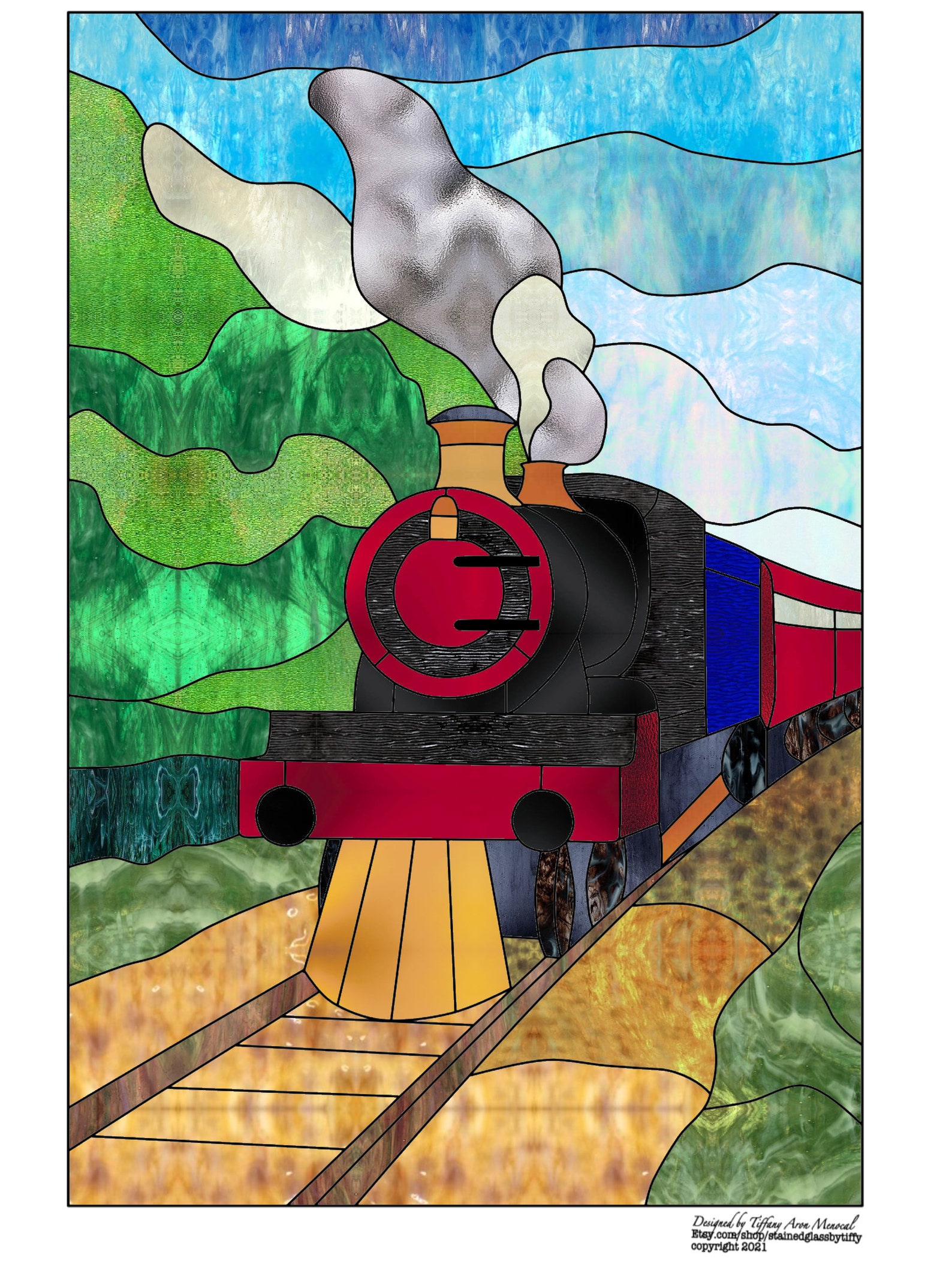 Train Stained Glass Pattern Digital Download - Etsy