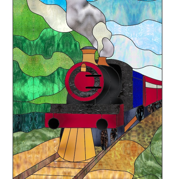 Train Pattern Stained Glass - Etsy
