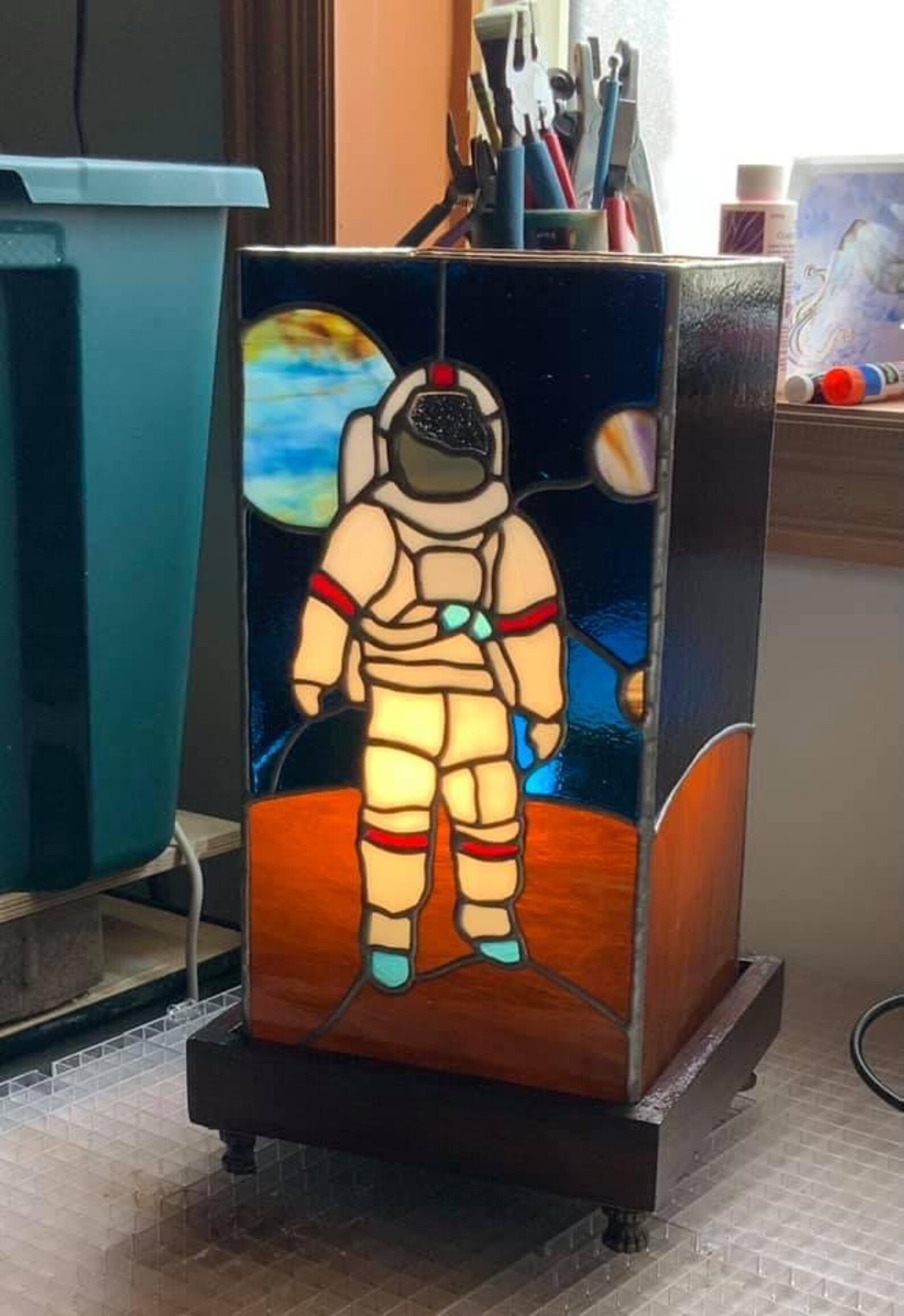 Astronaut in Space Stained Glass Pattern Digital Download - Etsy