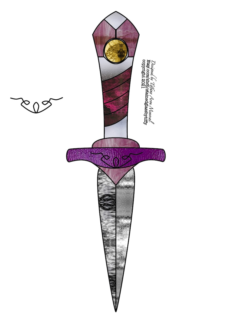 Dagger Knive Stained Glass Pattern Digital Download | Etsy