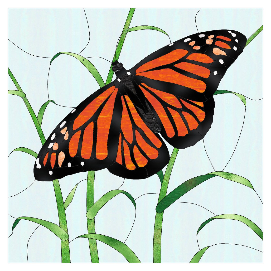 Monarch Butterfly Panel Stained Glass Pattern Digital Download - Etsy