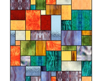 Digital Download, Repeatable Pattern, Stained Glass Squares, Blue ...