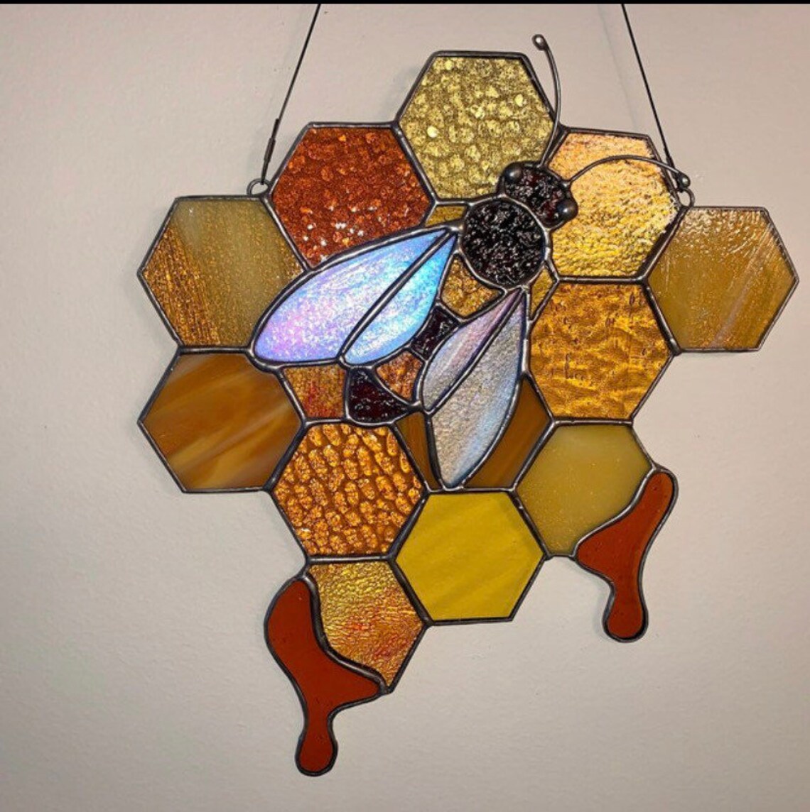 Bee Honeycomb Stained Glass Pattern Digital Download Hexigon - Etsy