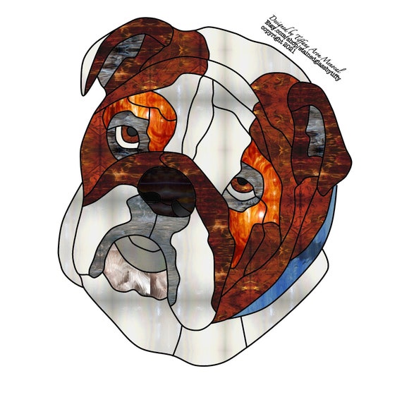 Bulldog Stained Glass Pattern Digital Download | Etsy