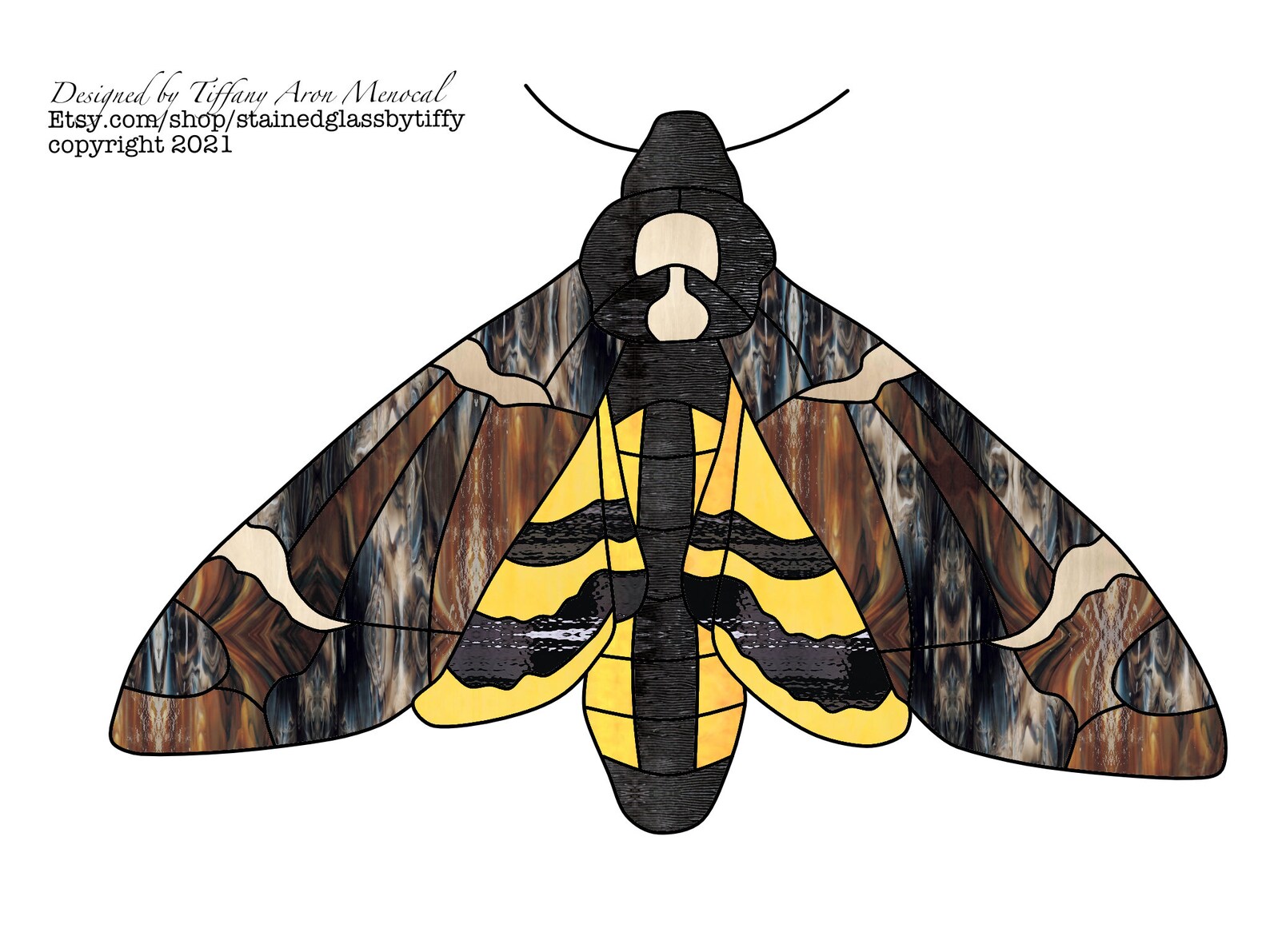 Death Head Moth Stained Glass Pattern Digital Download - Etsy