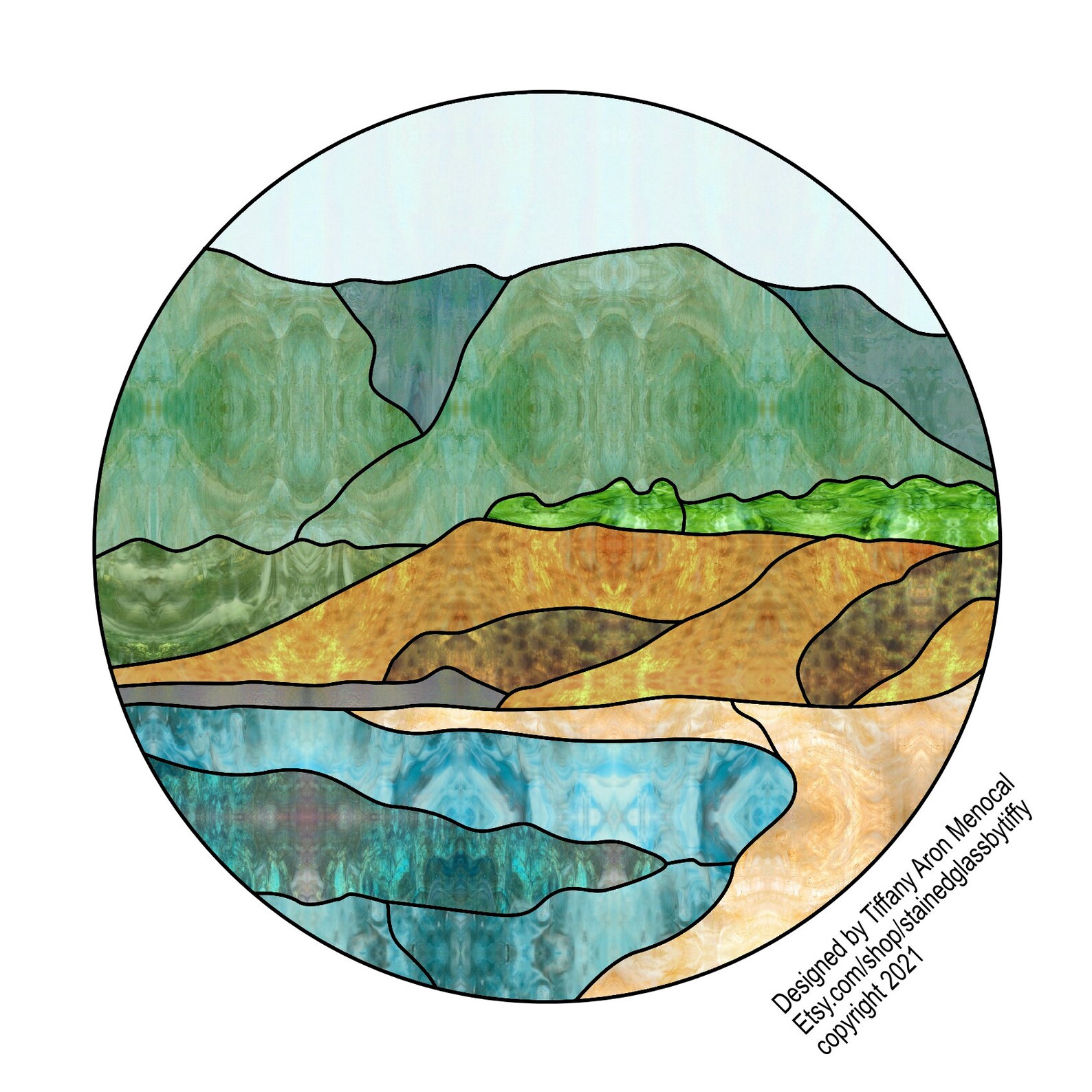 Beach cliff Stained Glass Pattern Digital Download | Etsy