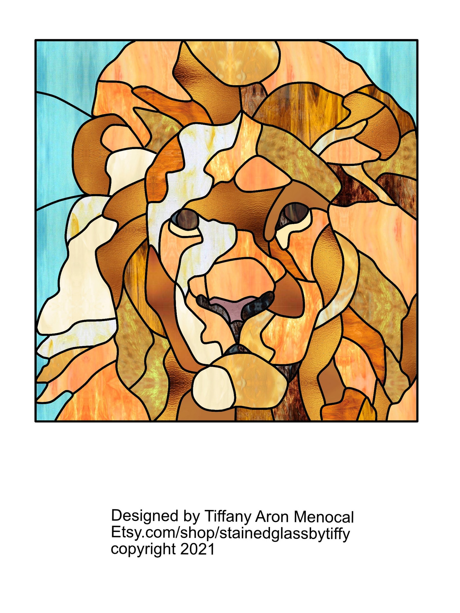 Lion Stained Glass Pattern Digital Download | Etsy