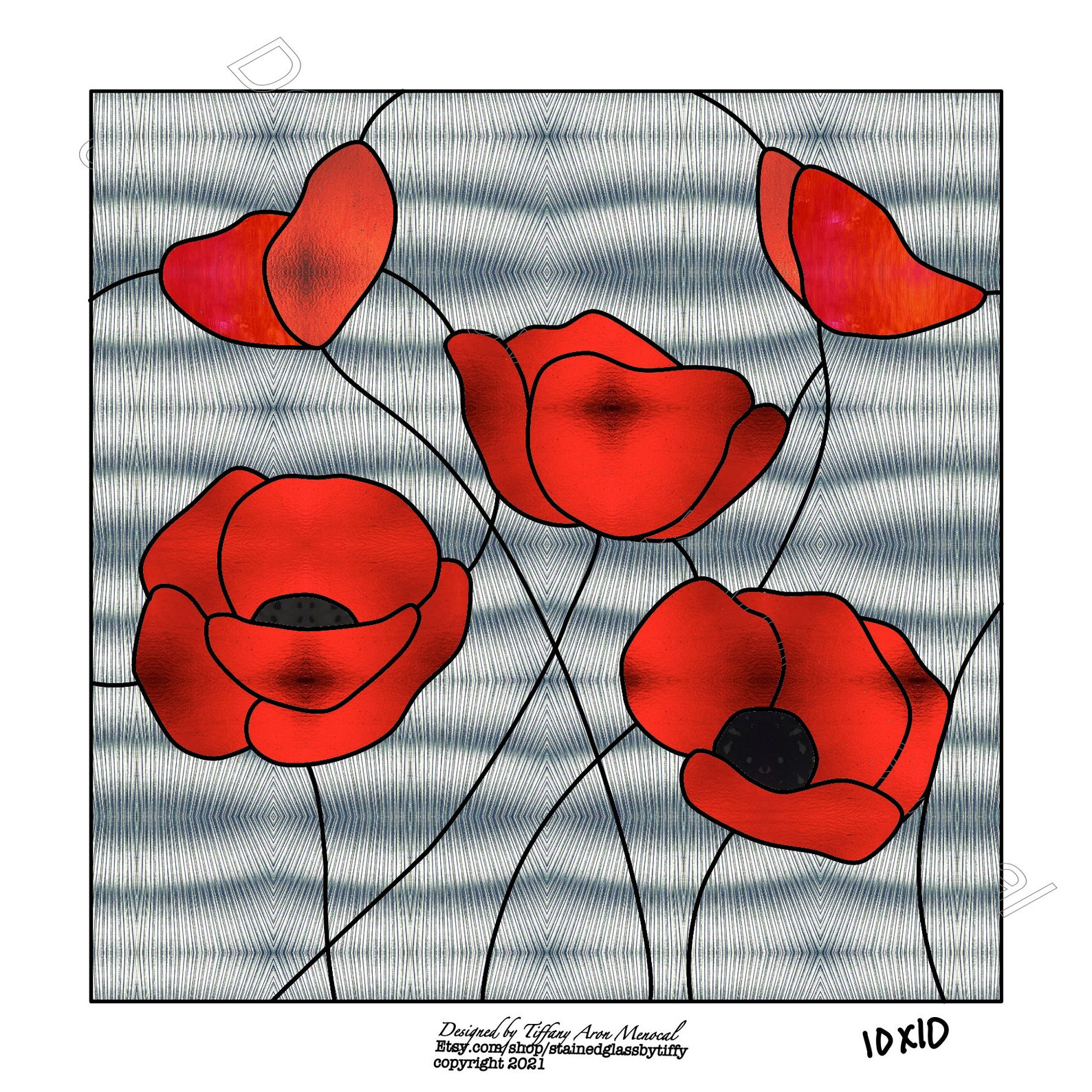 POPPY FIELD Poppies Poppy Flower Stained Glass Pattern - Etsy