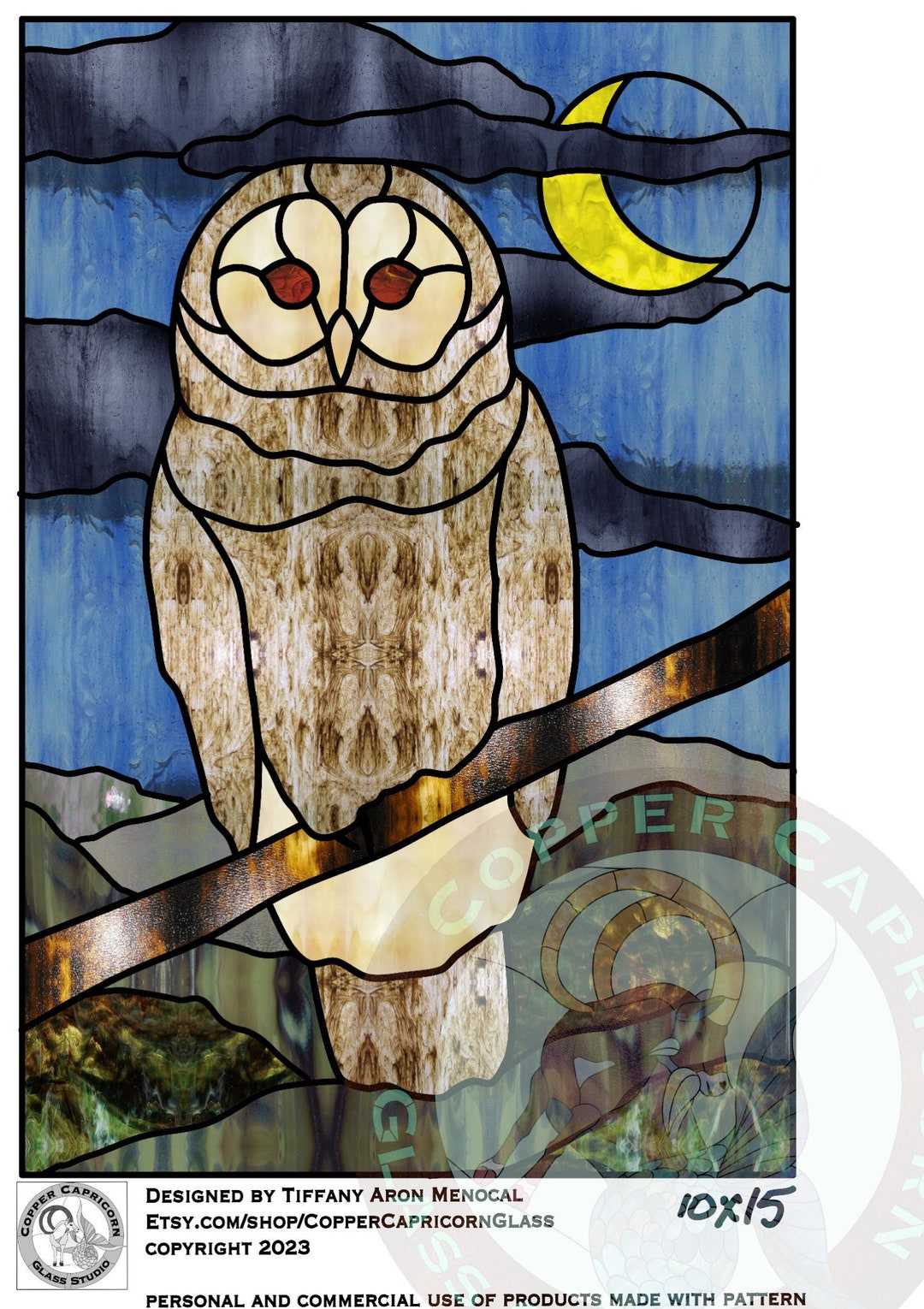 MIDNIGHT OWL • Barred Owl • Stained Glass Pattern • Digital Download - Etsy