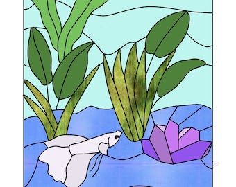 Betta Fish Stained Glass Pattern Digital Download Beta | Etsy