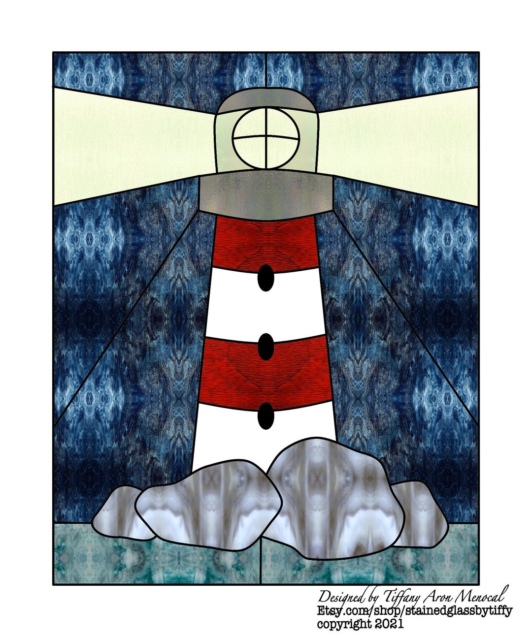 Lighthouse Stained Glass Pattern Digital Download - Etsy