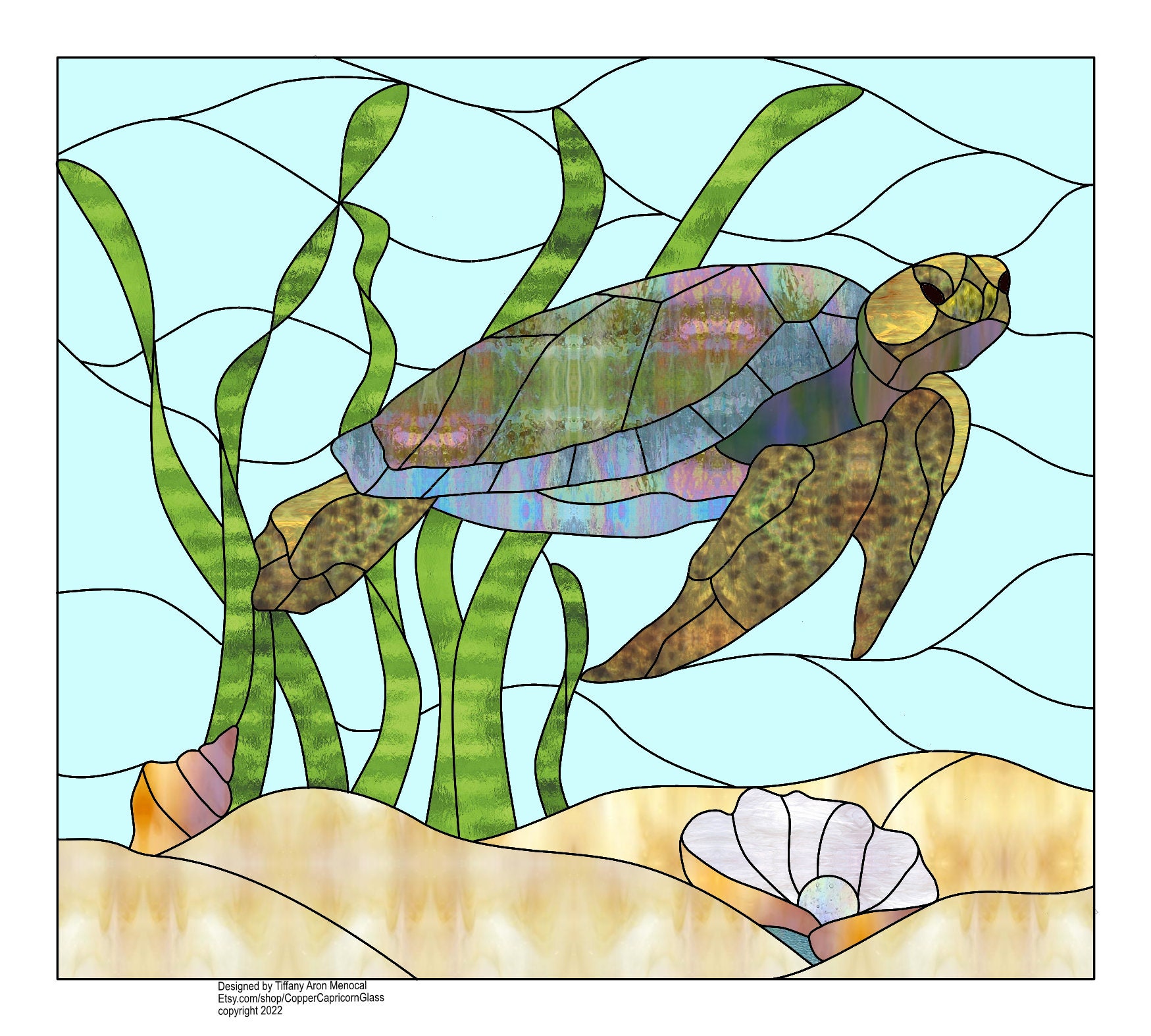 Sea Turtle Stained Glass Pattern Digital Download Etsy